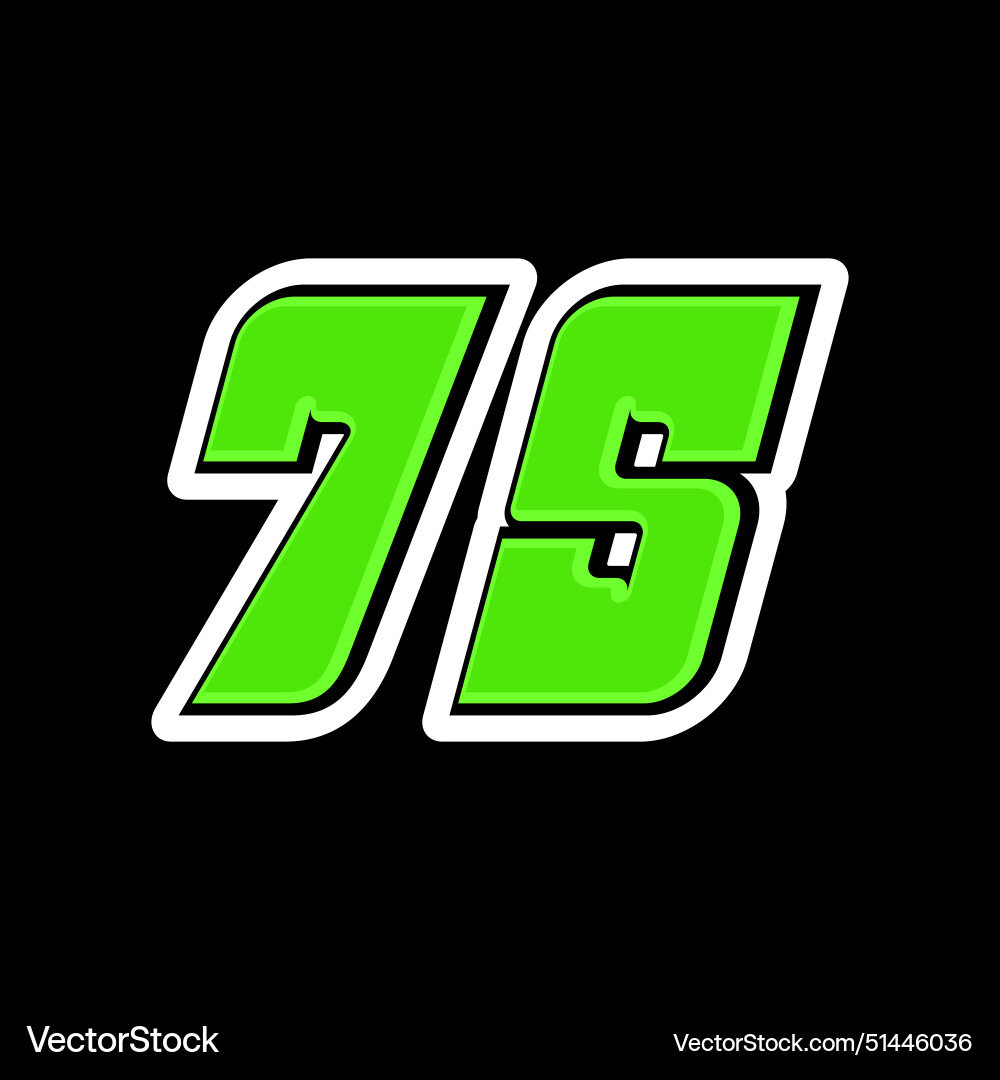 Racing number 75 design template Royalty Free Vector Image