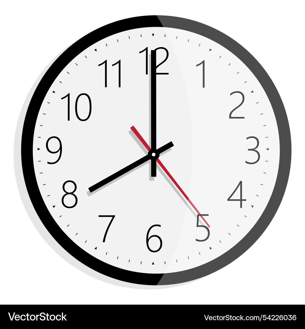 Wall clock isolated on white background Royalty Free Vector