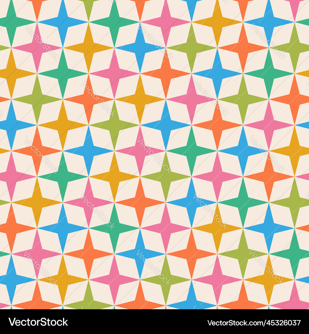 Colorful mid century stars seamless pattern Vector Image