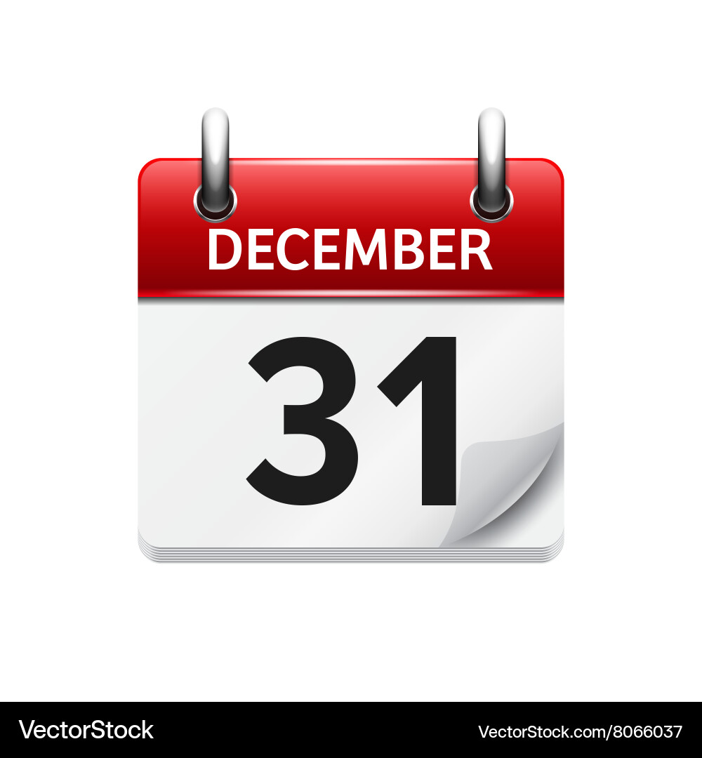 December 31 flat daily calendar icon Royalty Free Vector