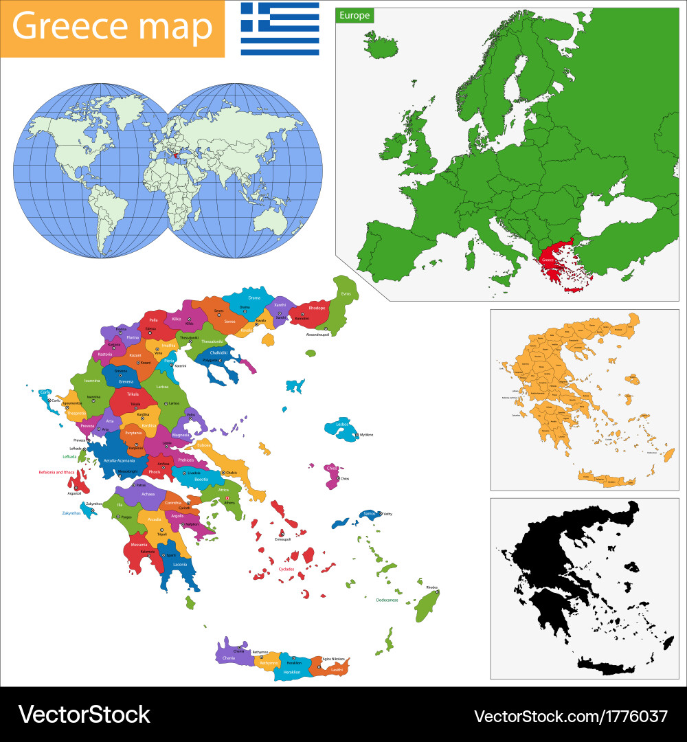 Greece map Royalty Free Vector Image - VectorStock