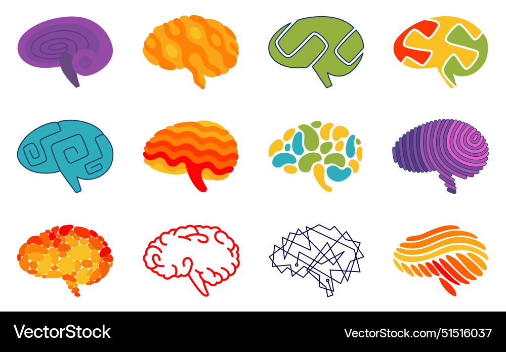 Human brain icons set creation and idea concept Vector Image