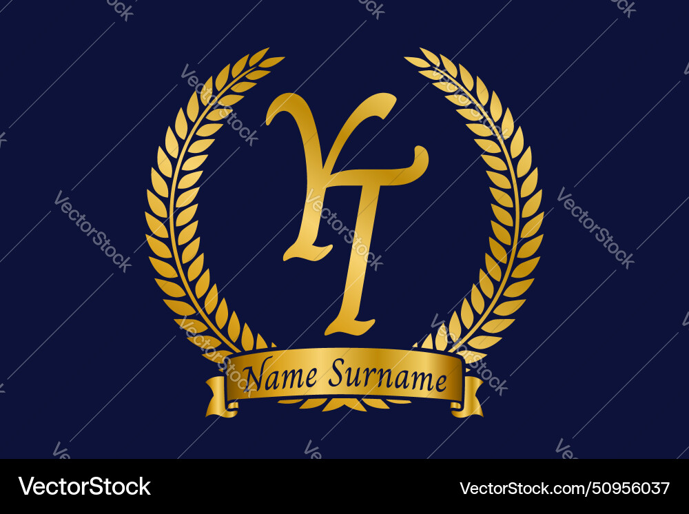 Initial letter y and t yt monogram logo design Vector Image