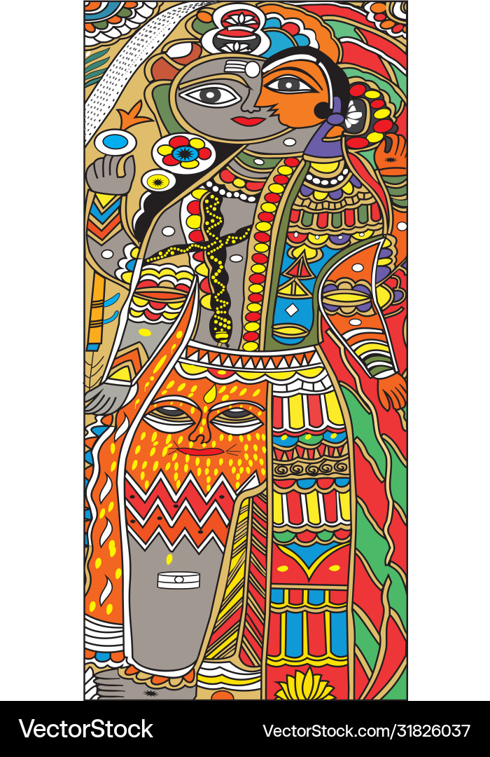 Madhubani art Royalty Free Vector Image - VectorStock