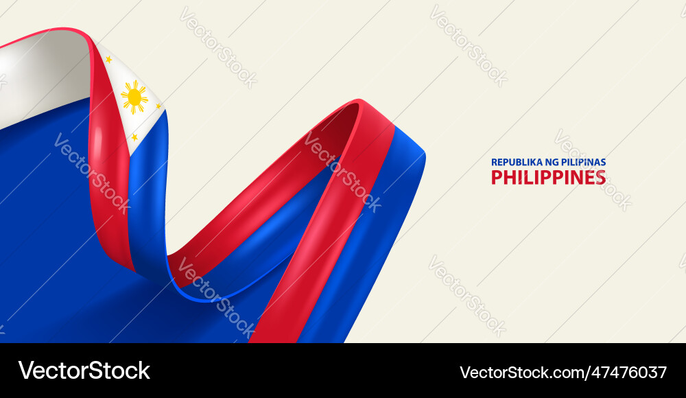 Philippines National Flag Ribbon Royalty Free Vector Image