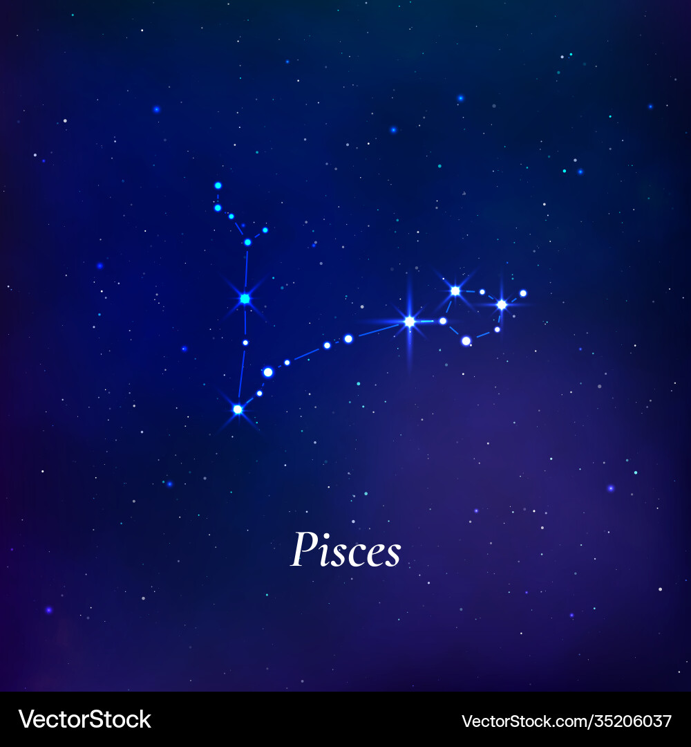Pisces Zodiac Constellation Stars Map Royalty Free Vector