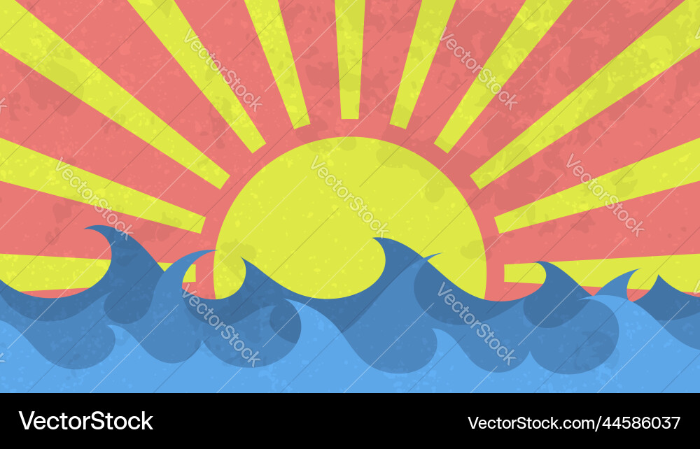 Vintage background with sea waves and sun Vector Image