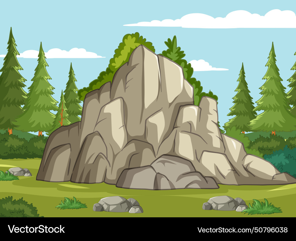 A rocky cliff in forest Royalty Free Vector Image