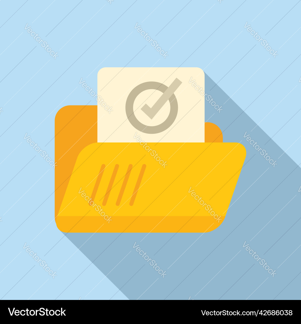 Approved folder icon flat complete work Royalty Free Vector