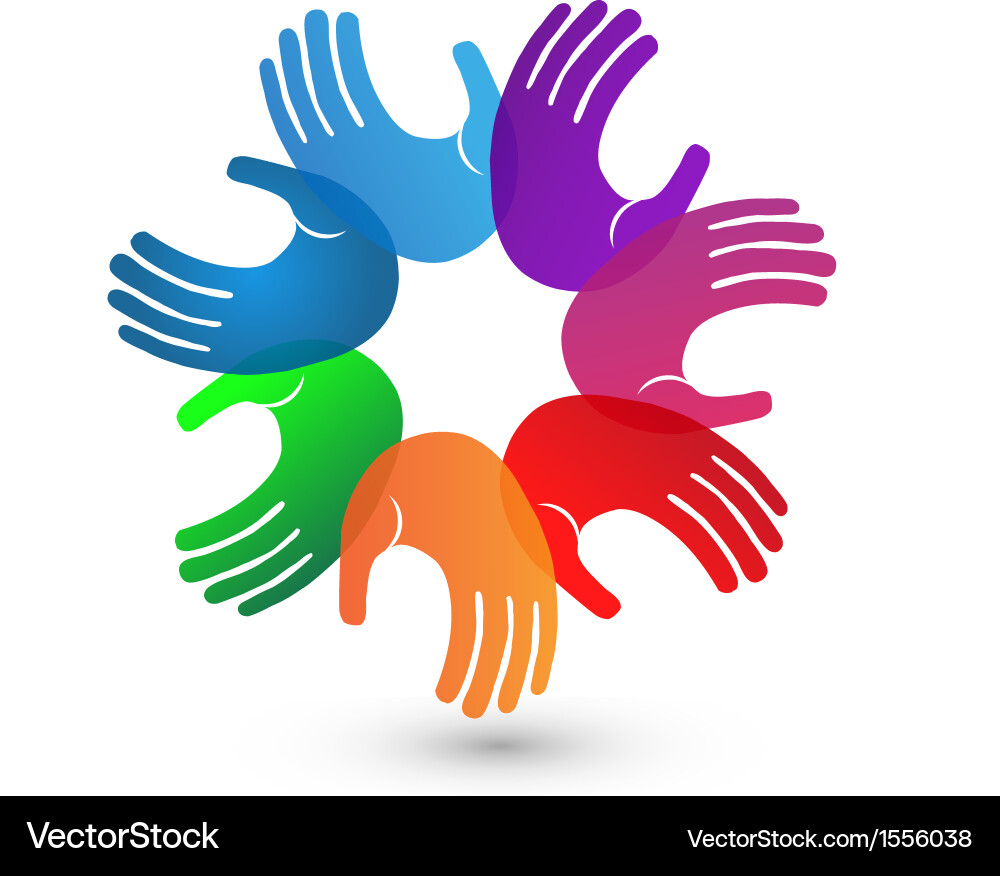 Colorful hands teamwork logo Royalty Free Vector Image