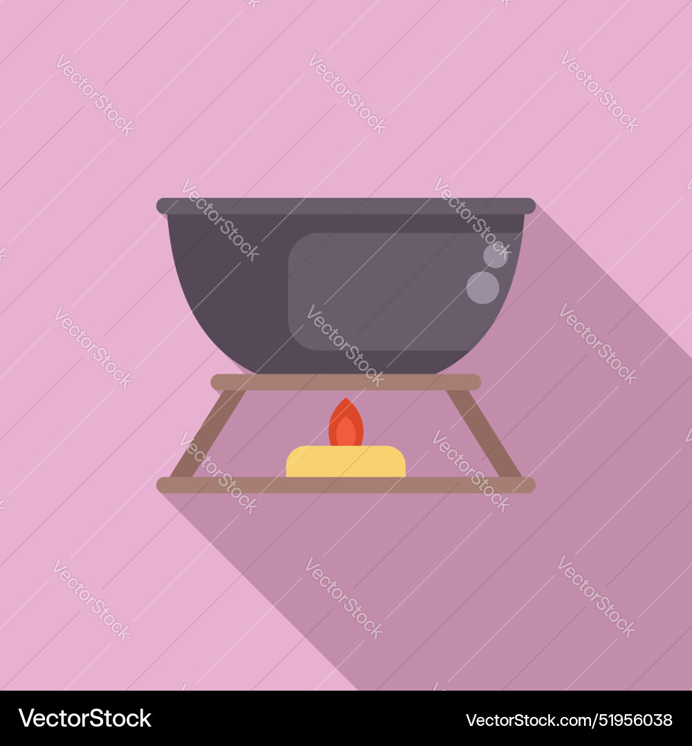 Cooking pot warming on camping stove with fire Vector Image