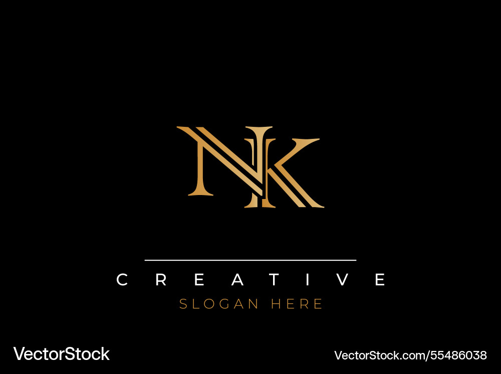 Creative nk luxury logo Royalty Free Vector Image