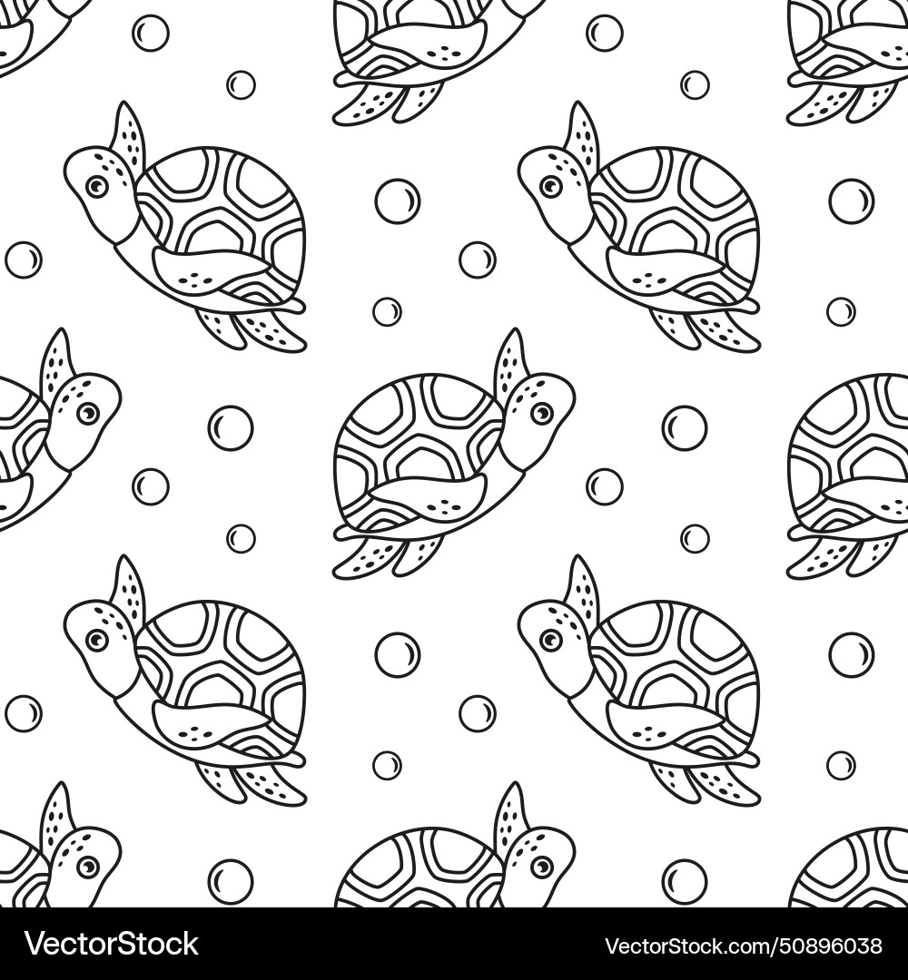 Seamless pattern with cartoon turtle Royalty Free Vector