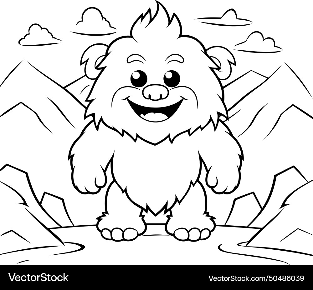 A cartoon bear mascot character coloring book Vector Image