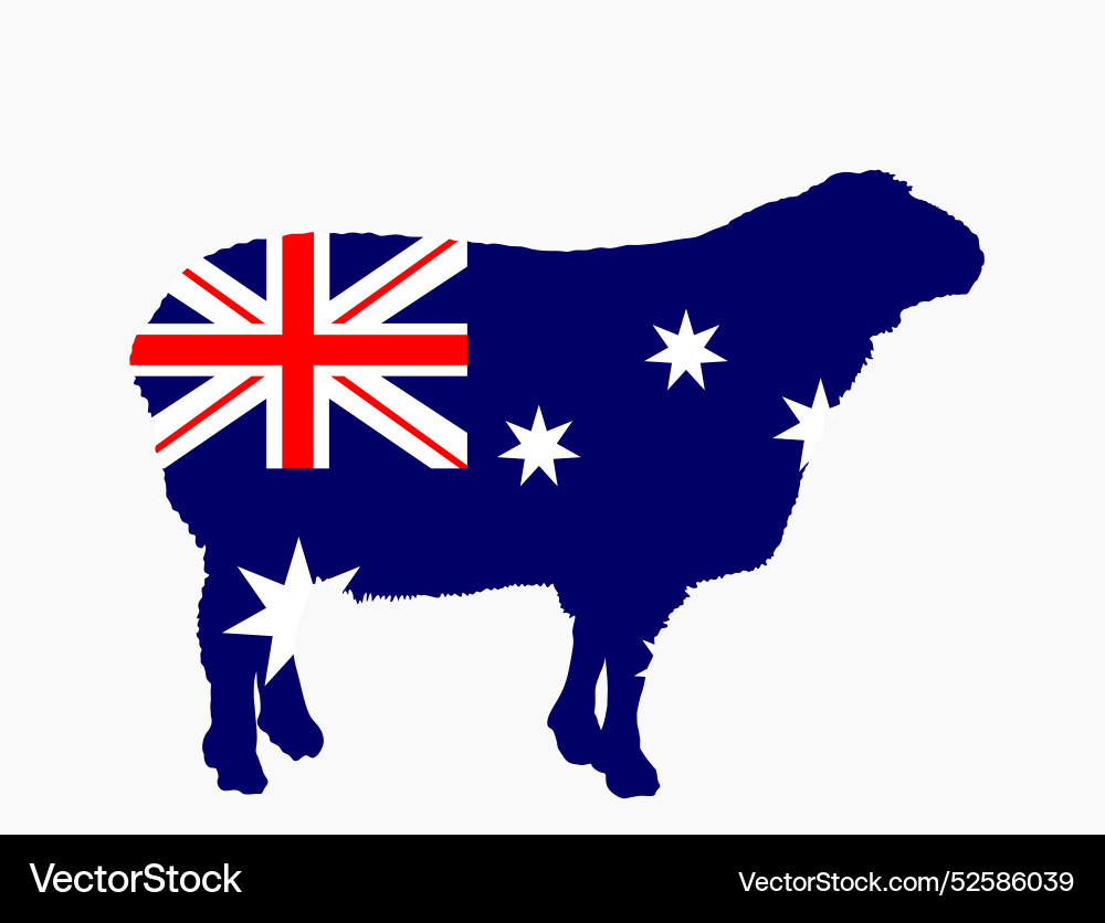Australia flag sheep silhouette Royalty Free Vector Image