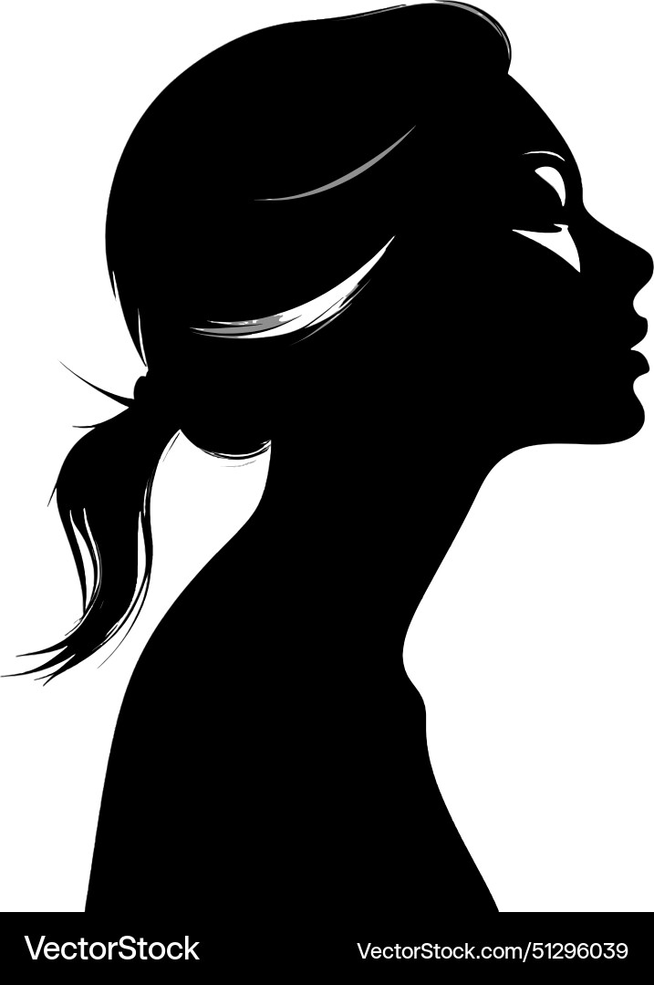 Black silhouette of side a womans bust Royalty Free Vector