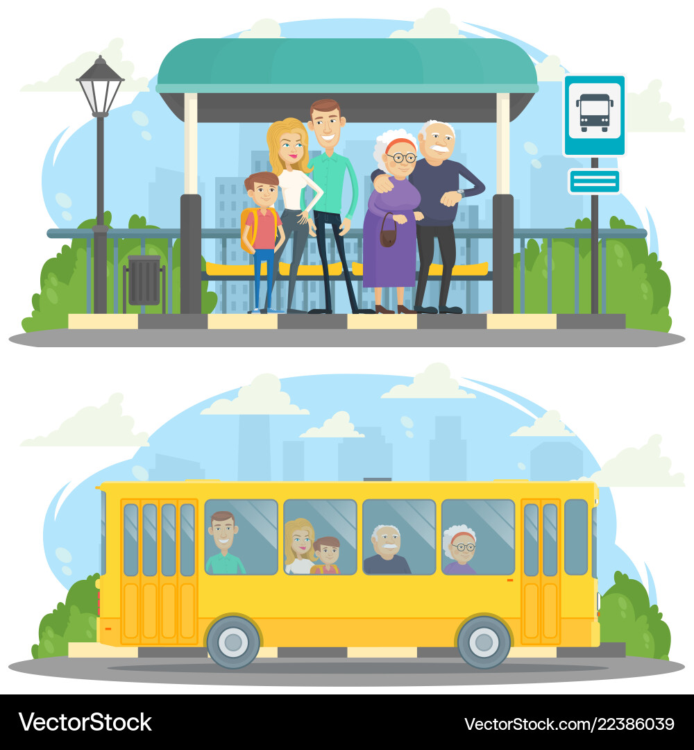 Bus Stop Scene Royalty Free Vector Image - VectorStock