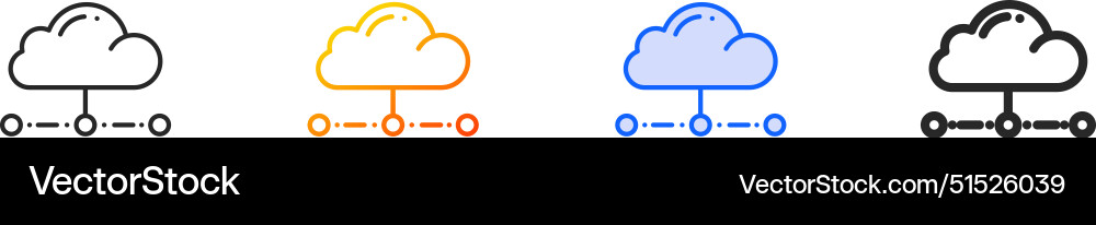 Cloud computing iconthin linear gradient blue Vector Image