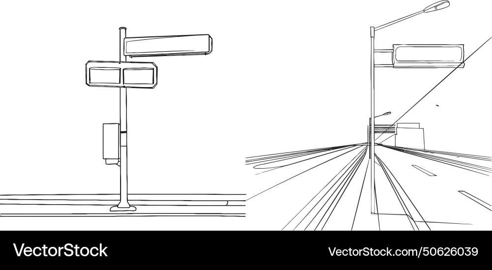 Continuous line drawing of road direction Vector Image