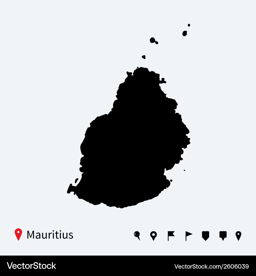Detailed Mauritius Map Royalty Free Vector Image