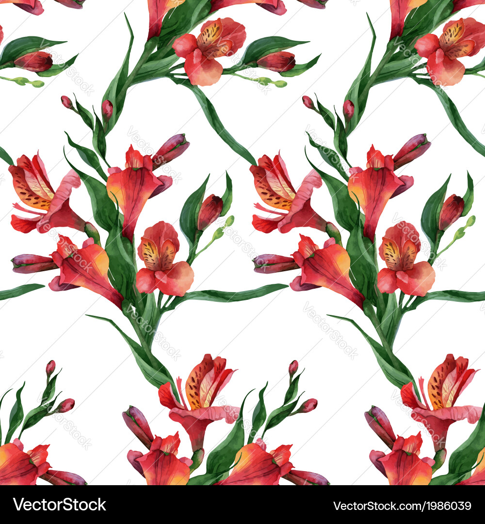 Floral pattern seamless background red Royalty Free Vector