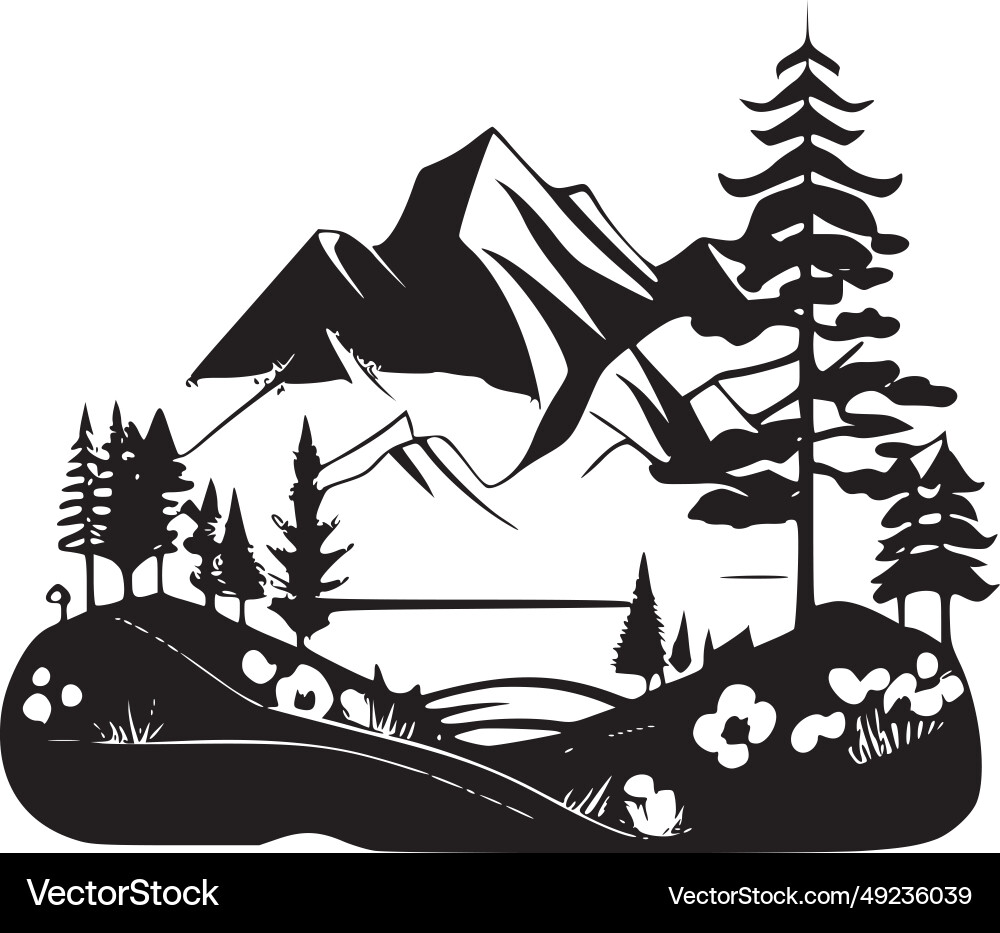 Landscape - minimalist and simple silhouette Vector Image