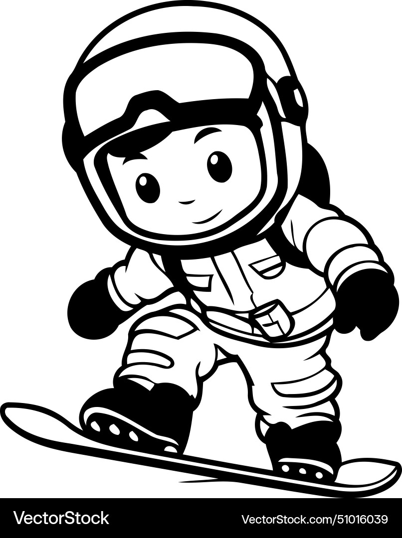 Snowboarder on white background cartoon style Vector Image