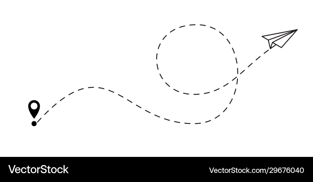 Airplane flight route line path and destination Vector Image