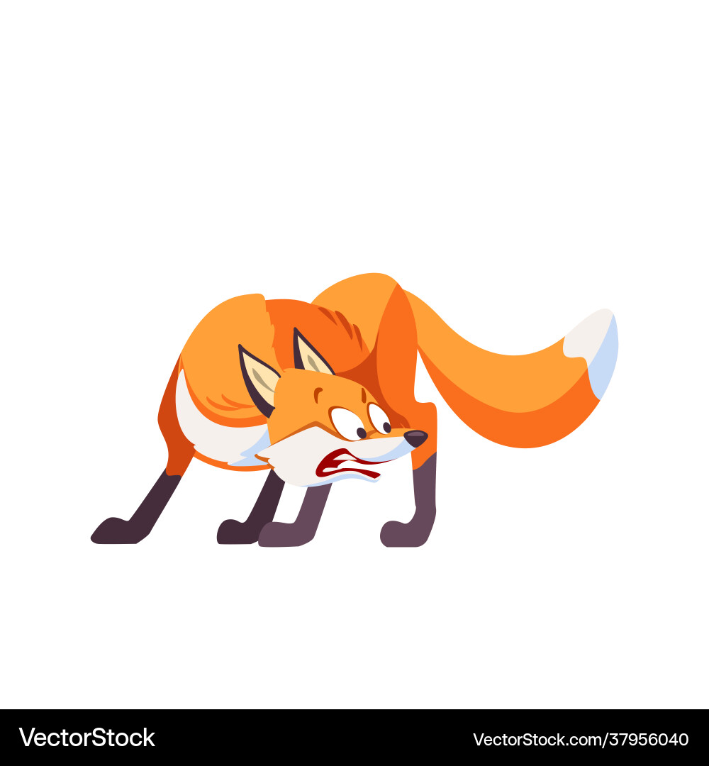 Cartoon fox afraid frightened confused Royalty Free Vector