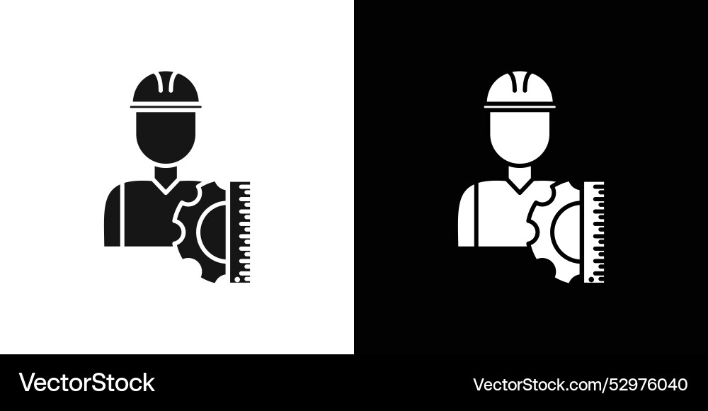 Engineering service icon black line art logo set Vector Image