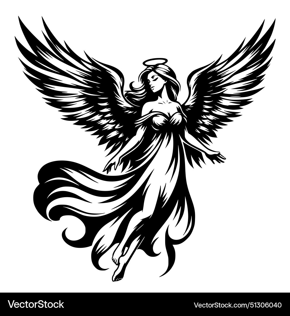 Majestic angel in flight Royalty Free Vector Image