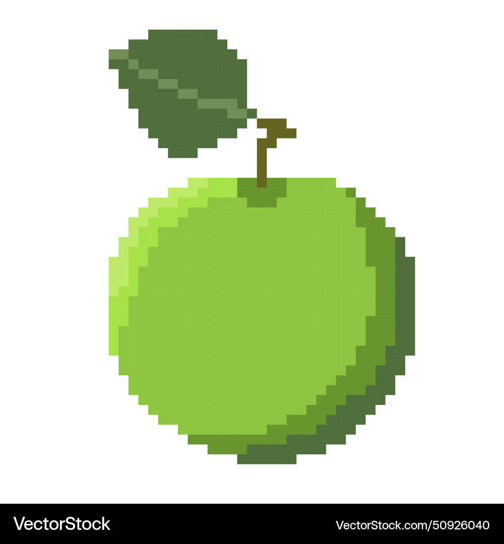 Pixel art fruit apple isolated on white background