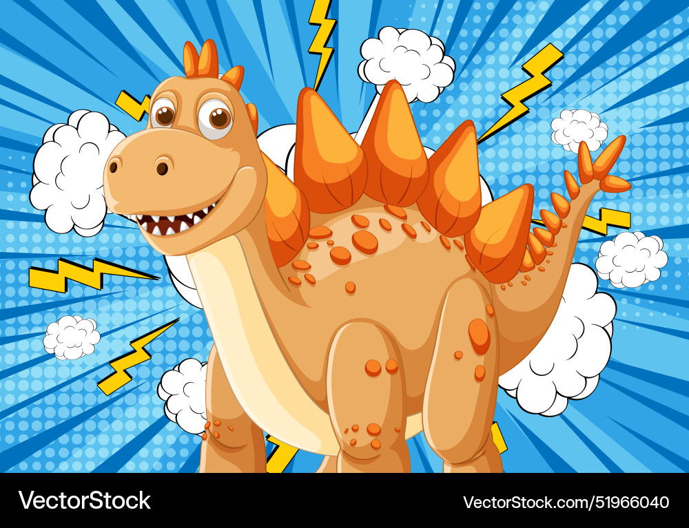 Smiling dinosaur with comic book background Vector Image