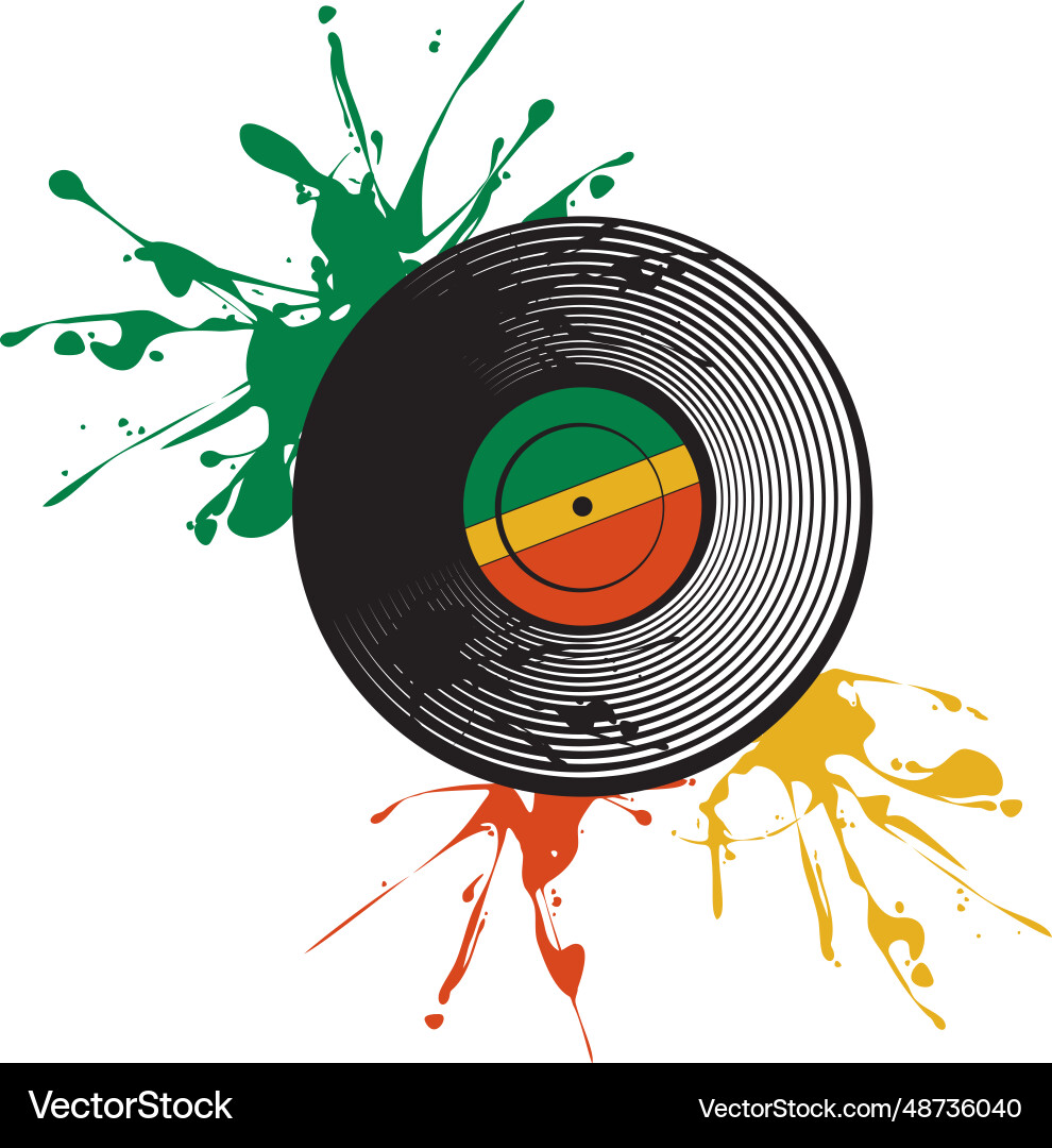 Vinyl record with reggae colors rasta design Vector Image