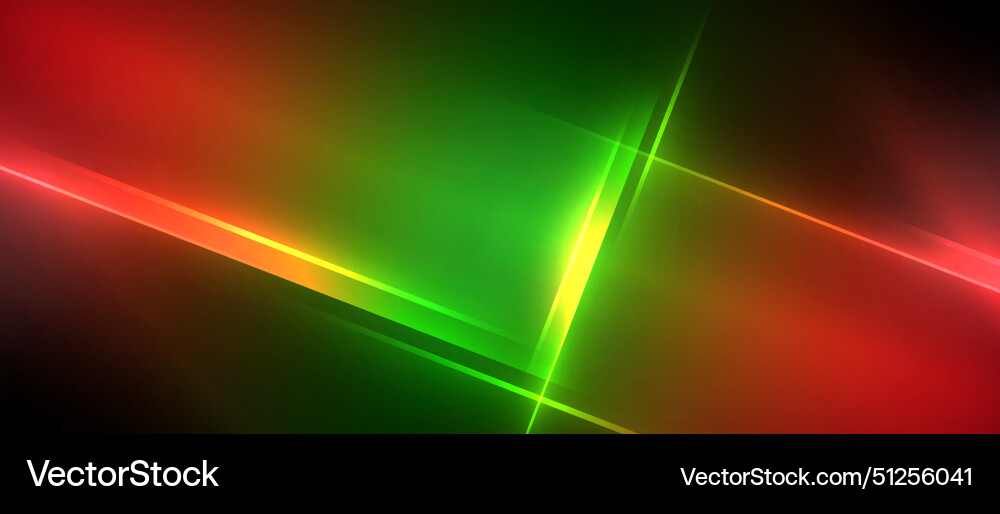 A red green and yellow light beam on black Vector Image