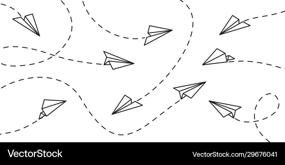 Airplane flight route line path and destination Vector Image