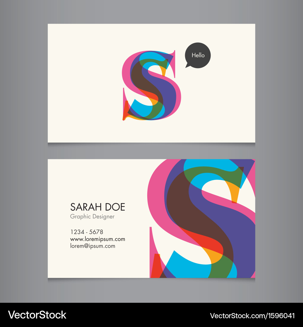 Business card template letter s Royalty Free Vector Image