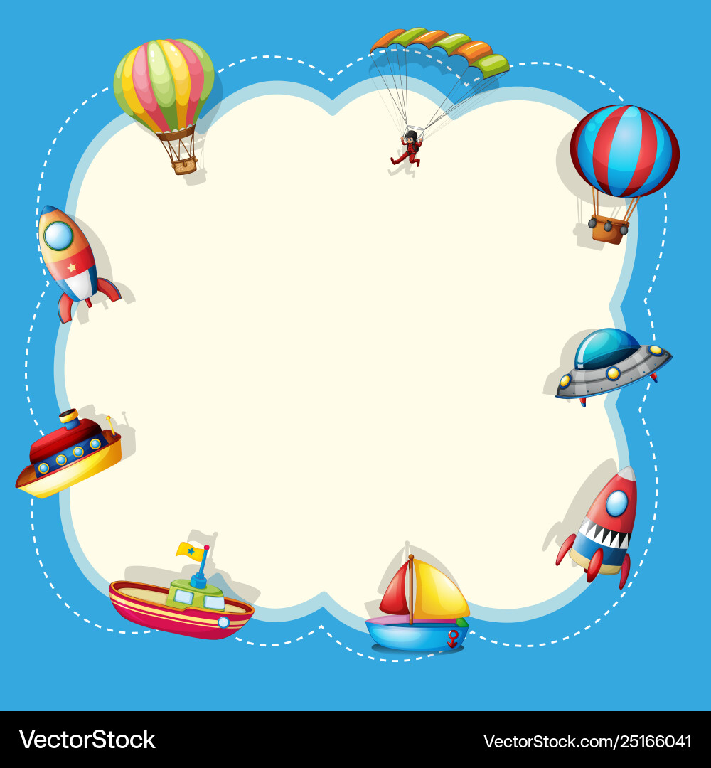 Children toys on cute frame Royalty Free Vector Image