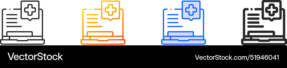 Ekg iconthin linear gradient blue stroke and bold Vector Image