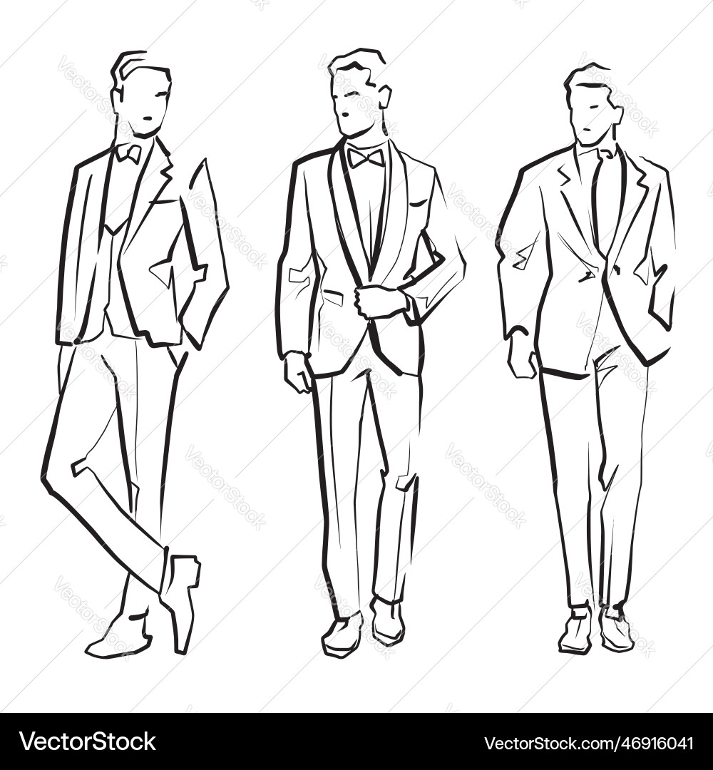 Fashion models line drawing Royalty Free Vector Image