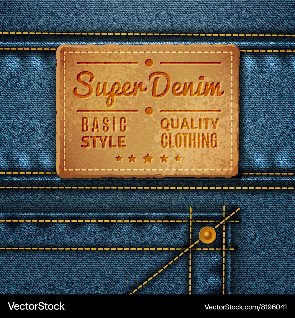 Jeans leather square tag Royalty Free Vector Image