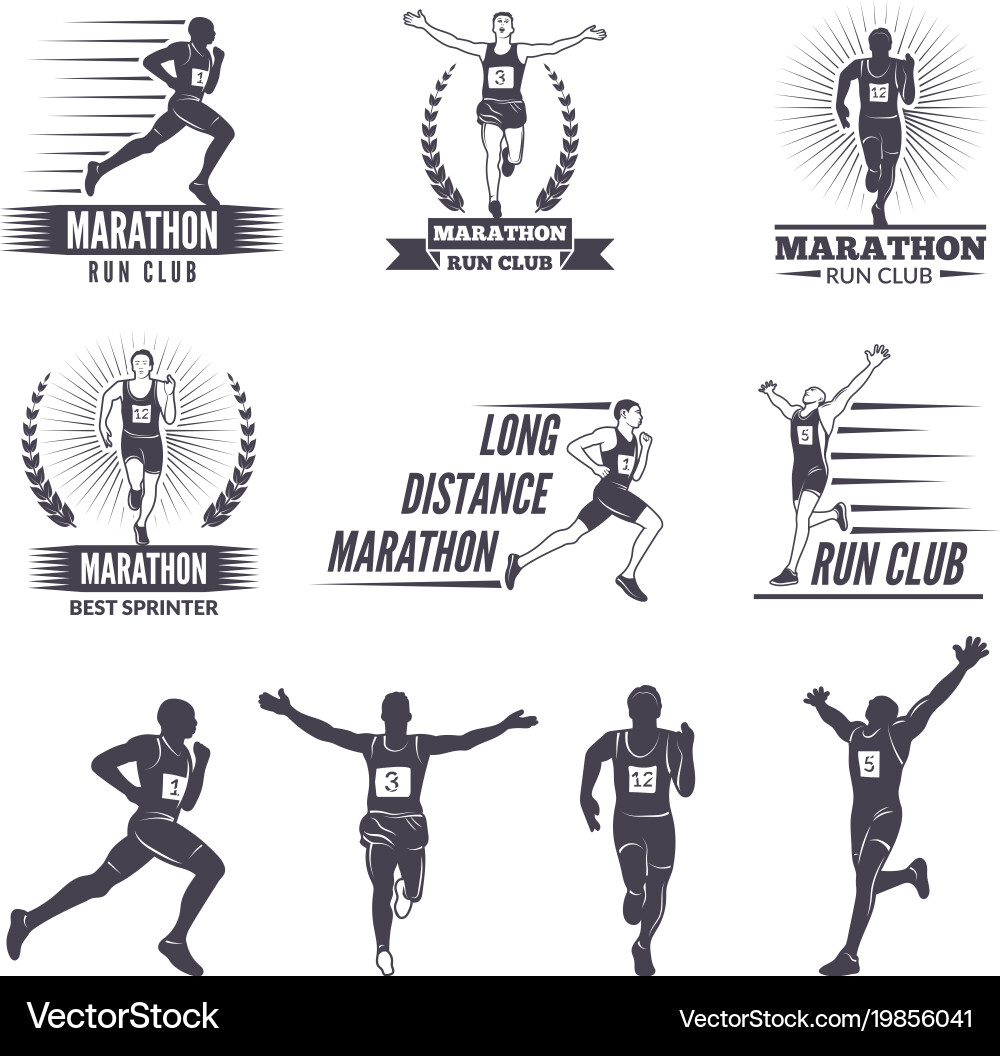 Logos or labels for runners marathon graphics Vector Image