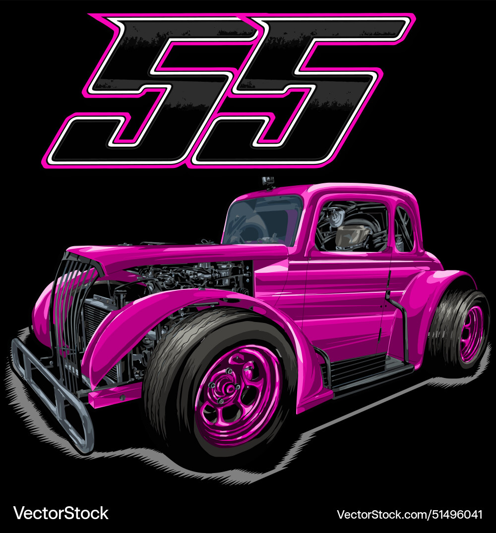 Pink drag racing car with black strip Royalty Free Vector