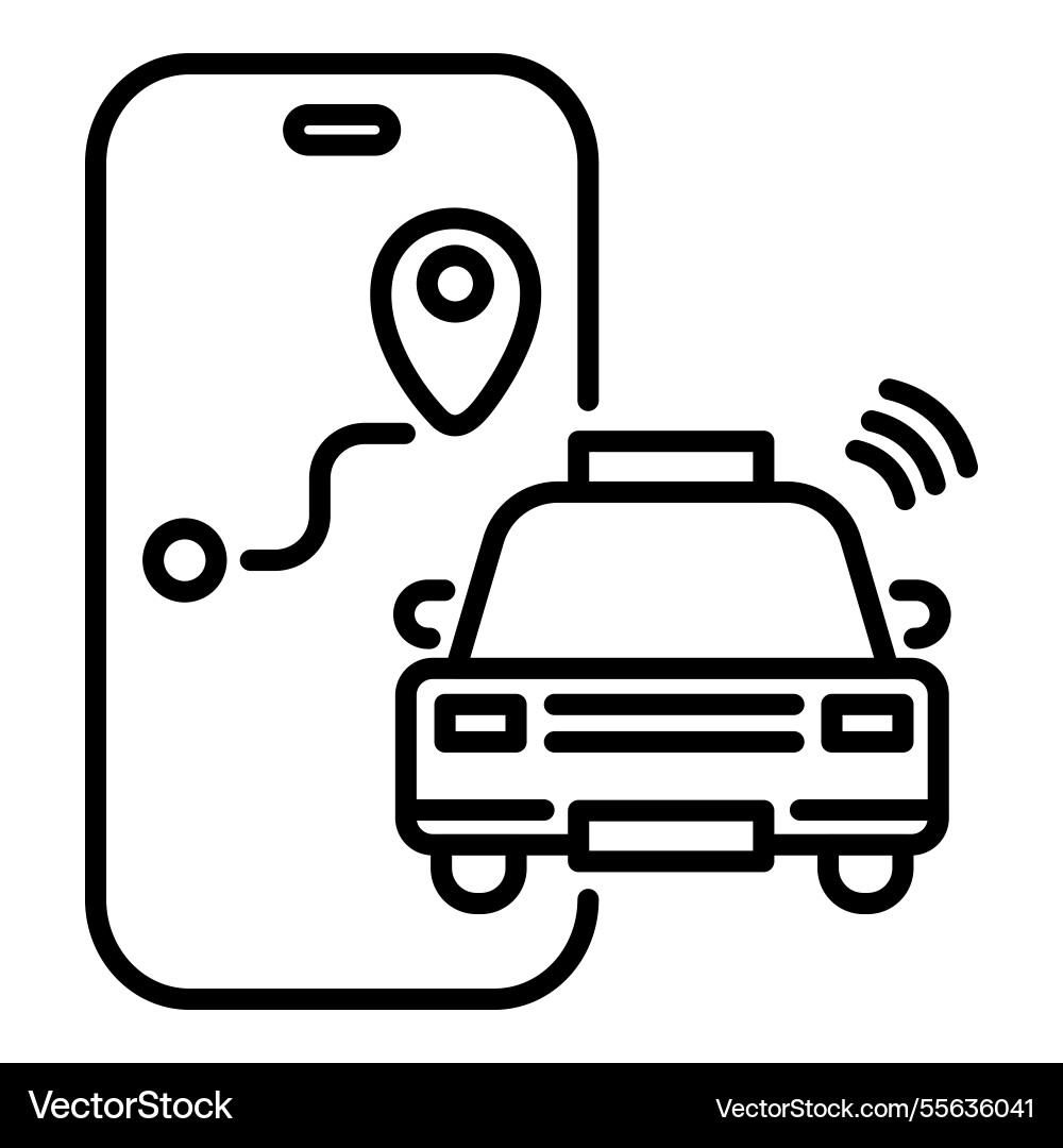 Ride-hailing app line icon Royalty Free Vector Image