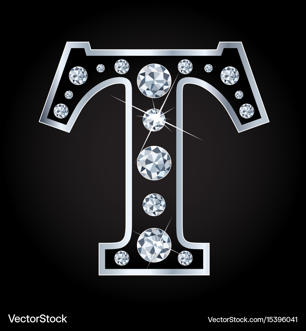 Shiny diamond letter isolated on black Royalty Free Vector