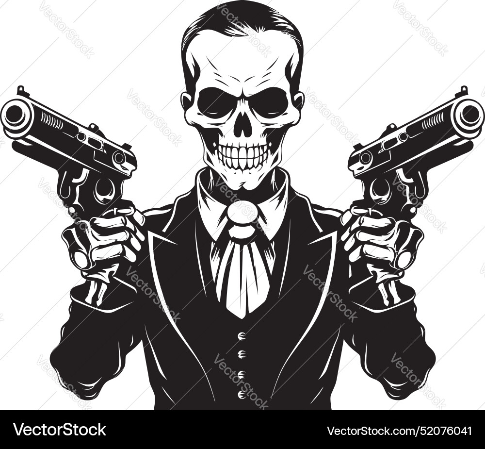 Skele shoot skeleton with guns icon bullet bones Vector Image