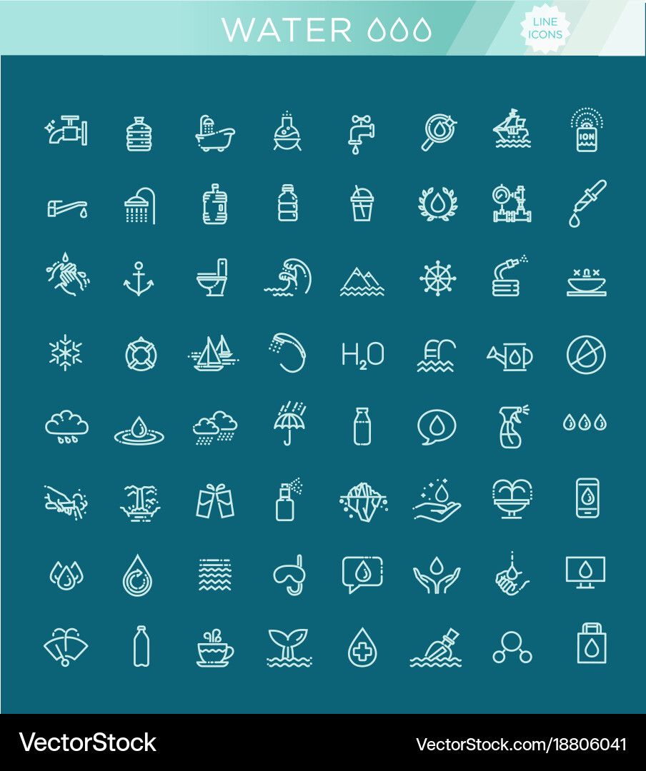 Wassersymbol in dünner Linie Symbol gesetzt Vektorbild