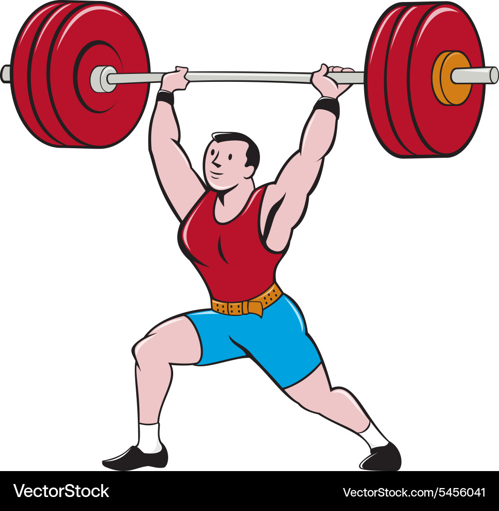 Weightlifter lifting barbell isolated cartoon Vector Image