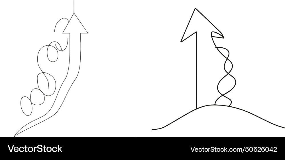 Continuous line drawing of arrow Royalty Free Vector Image