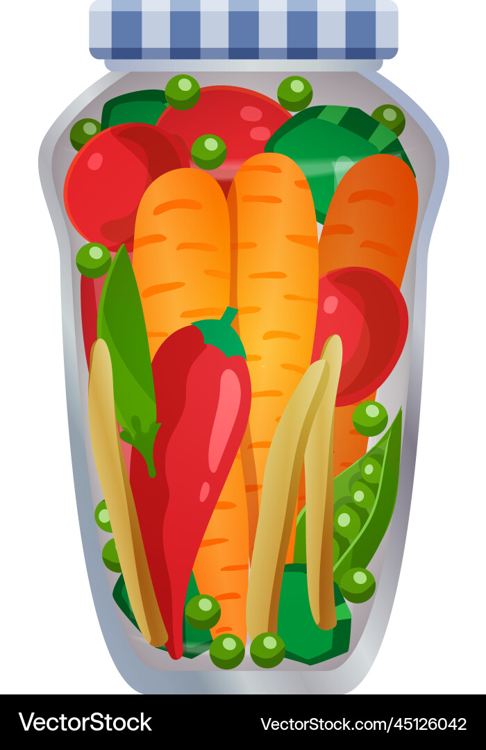 Glassed vegetables can composition Royalty Free Vector Image
